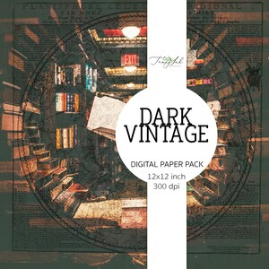 Dark Vintage Digital Paper, Dark Academia Scrapbooking, Wizard Paper ...