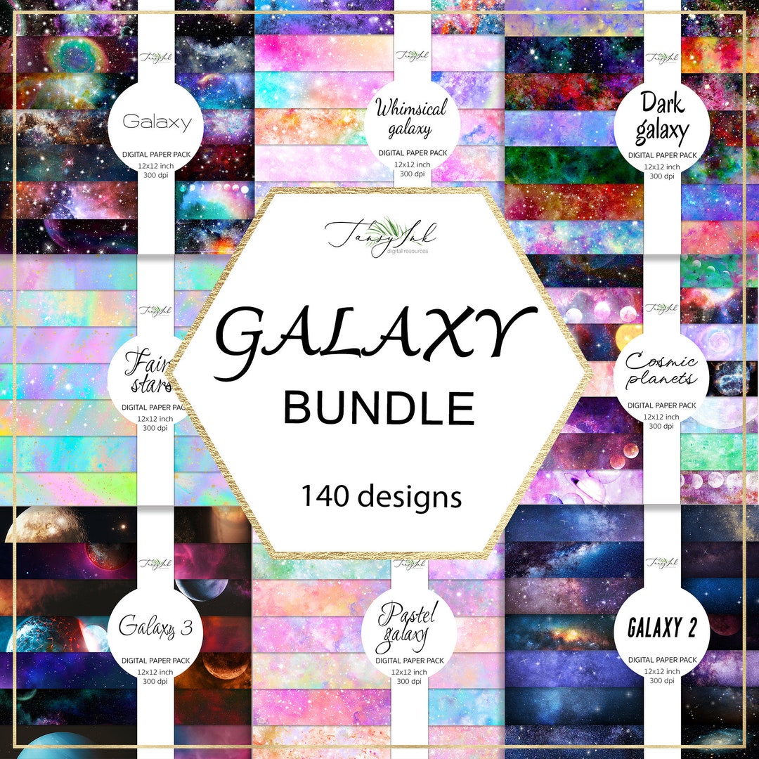 Galaxy BUNDLE Digital Paper, Solar System, Night Sky Backdrop, Planets ...