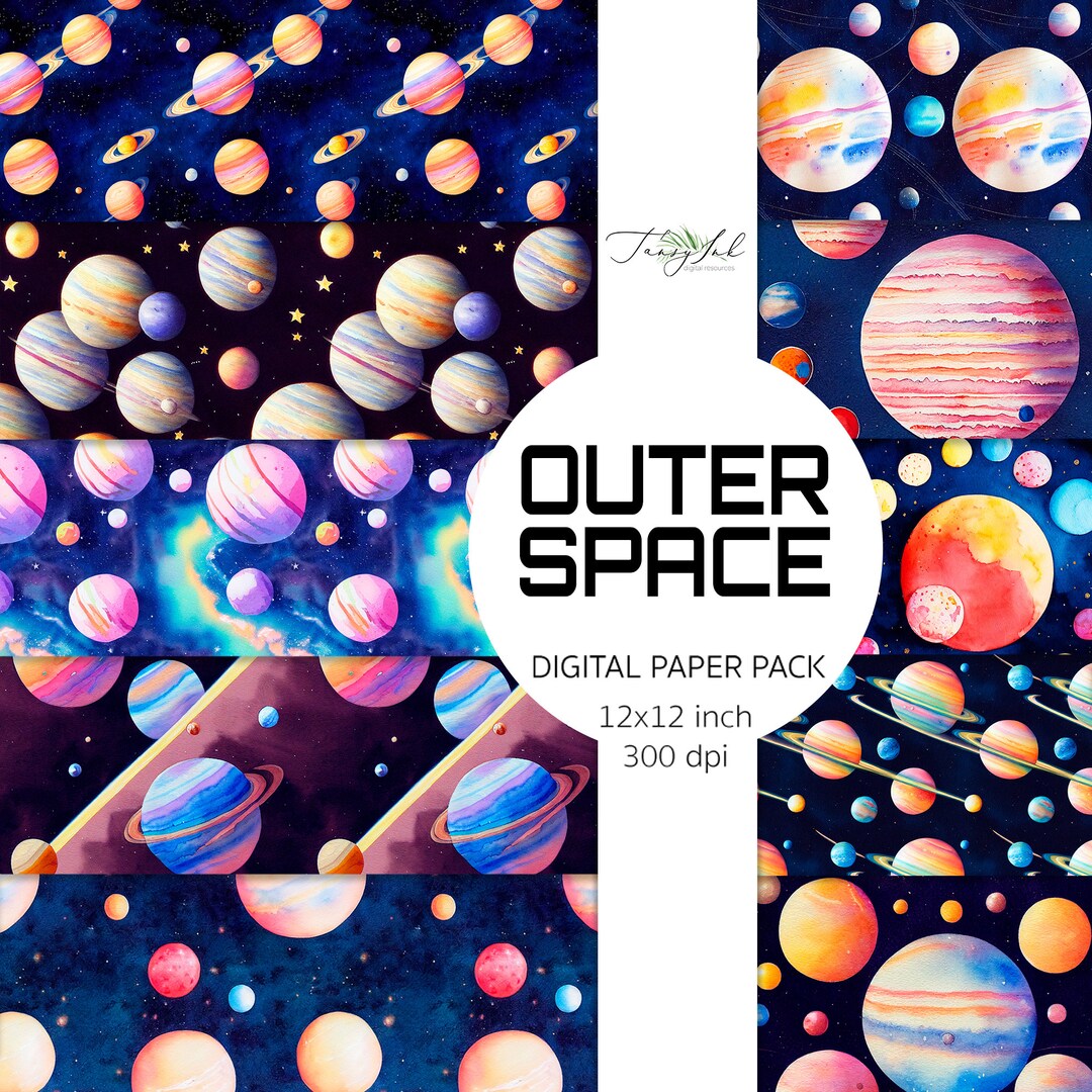 Outer Space Digital Paper, Seamless Pattern, Planets Pattern, Kids ...
