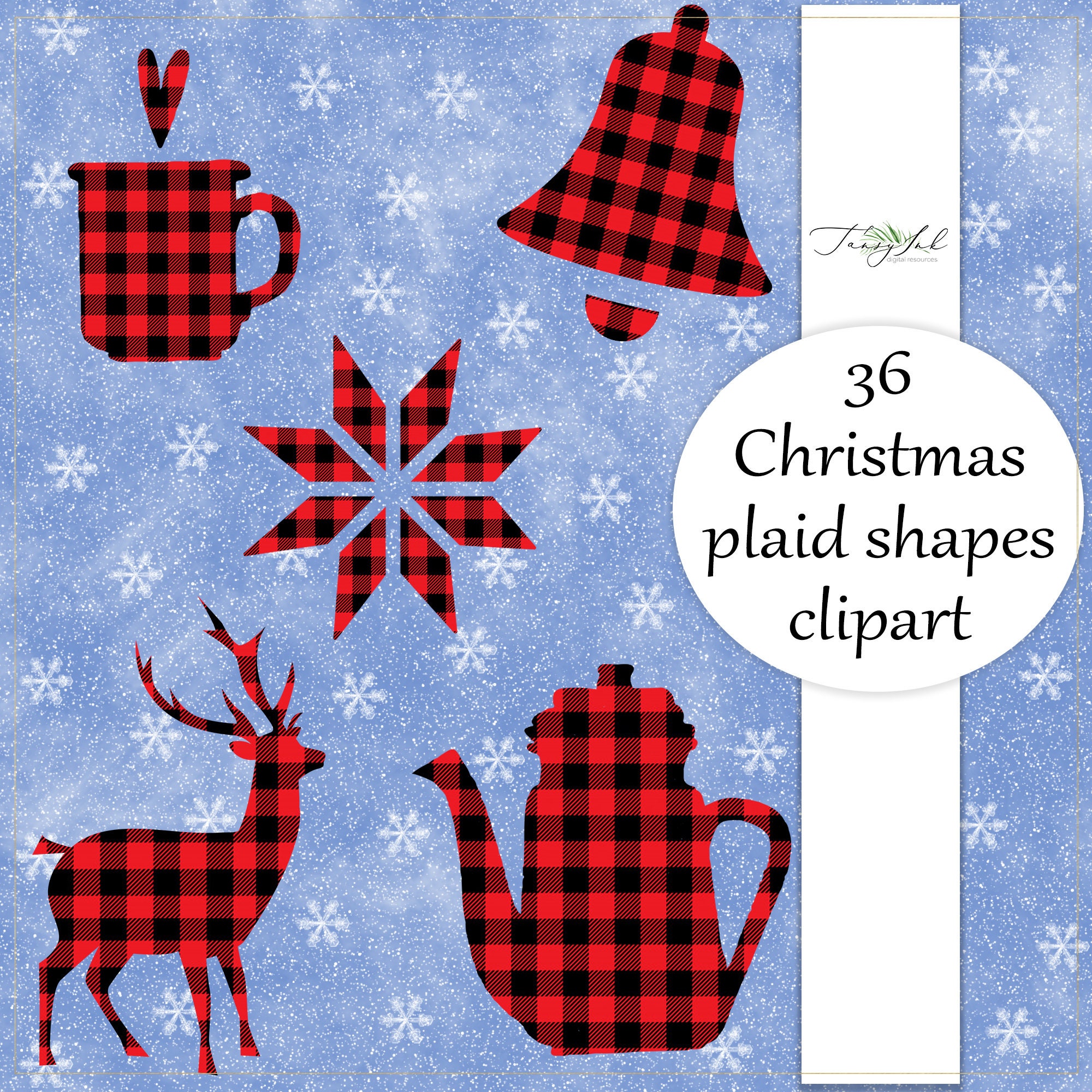36 Christmas Plaid Clipart Christmas Shapes Clip Art Plaid - Etsy
