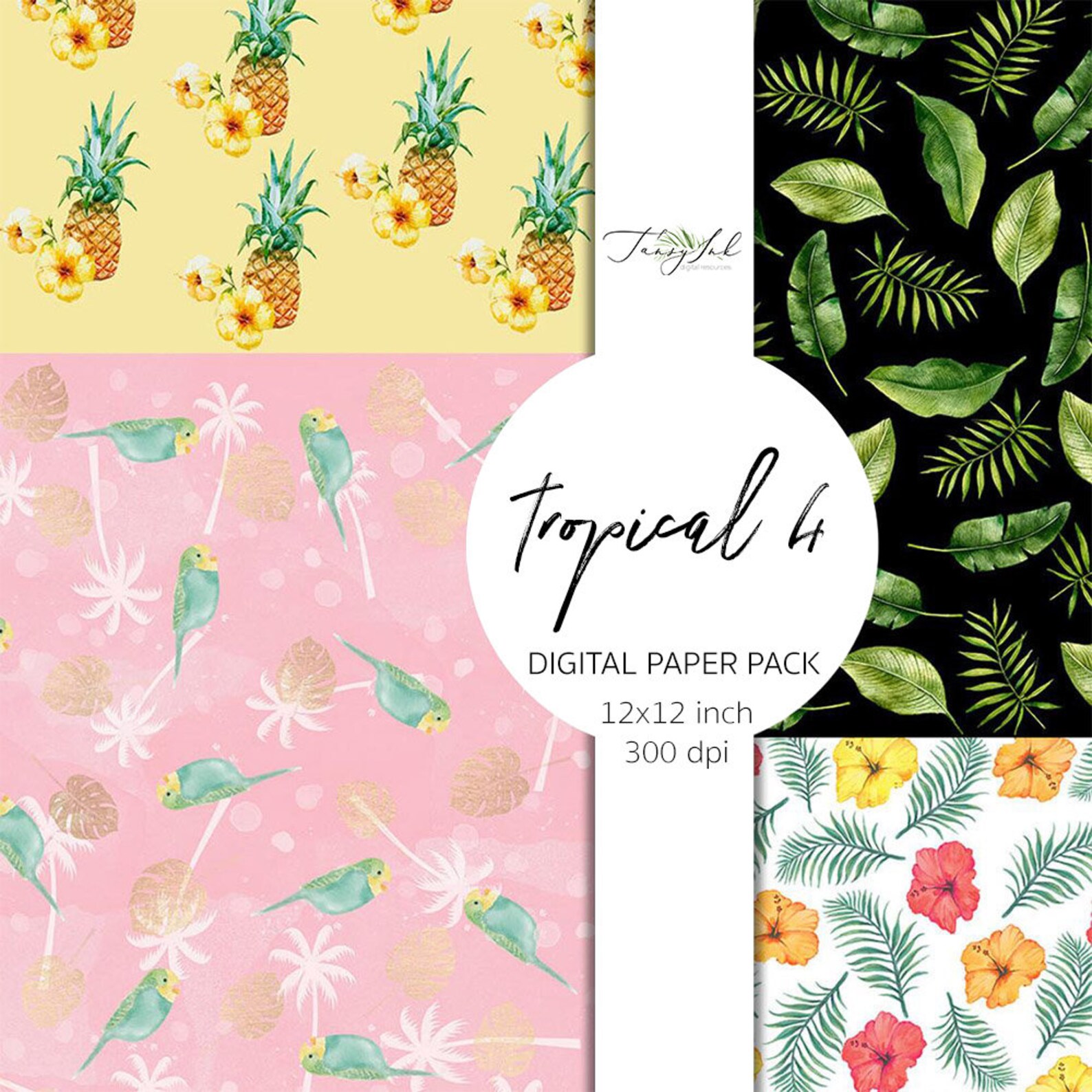 Tropical Digital Paper 4 Summer Paper Tropical Paper - Etsy