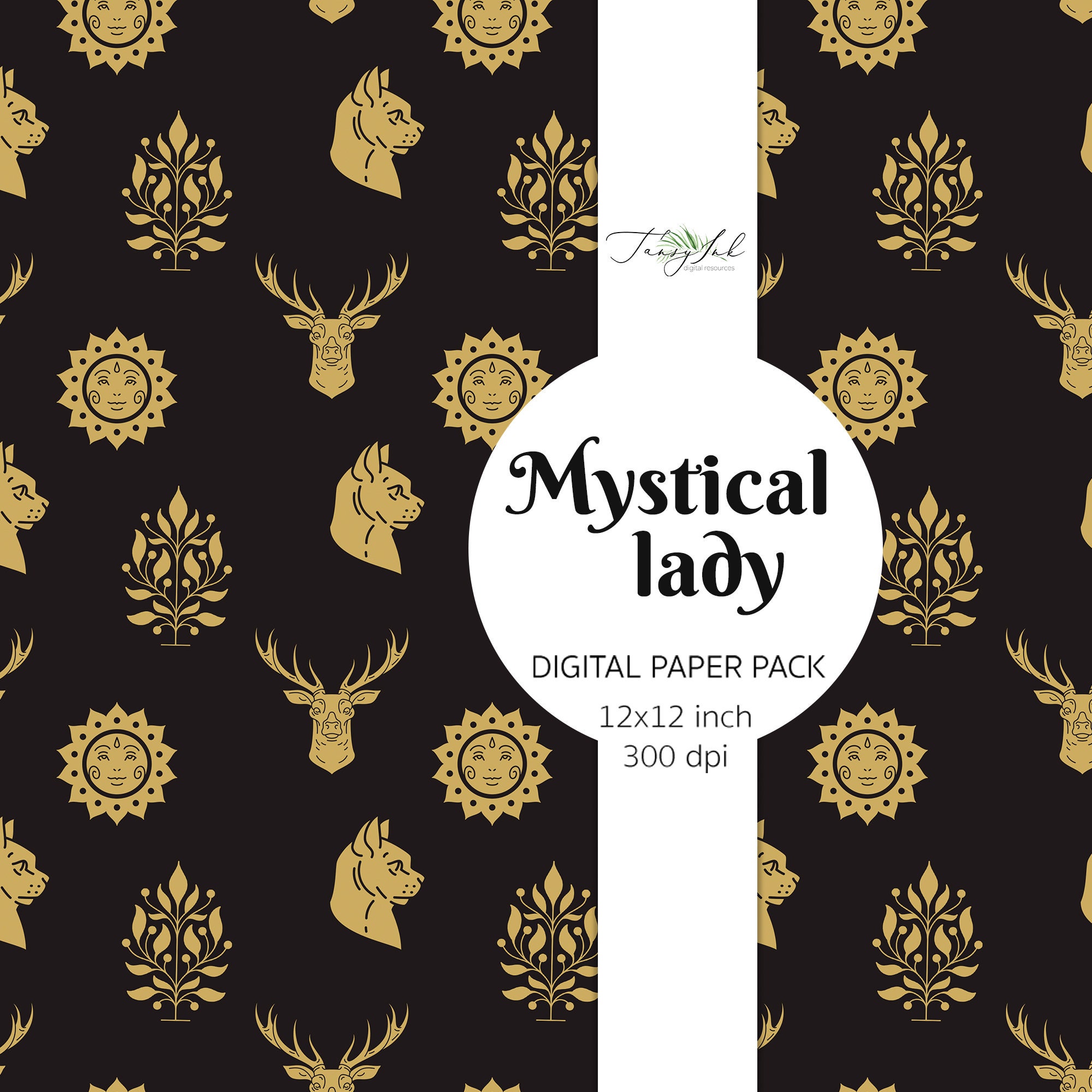 Mystical Lady Digital Paper Seamless Paper Esoteric | Etsy