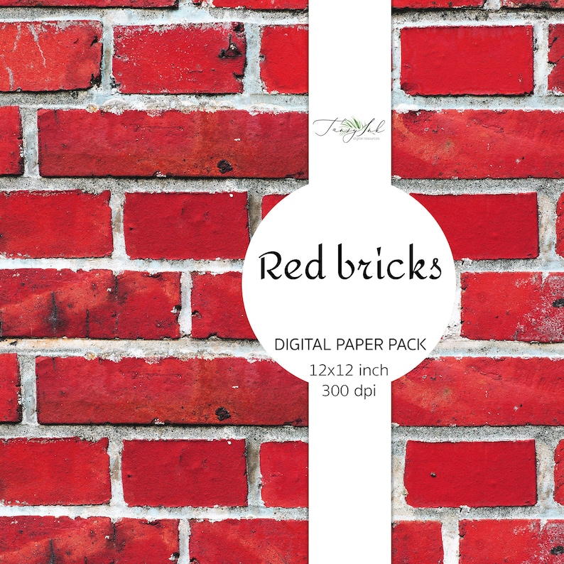 Red Bricks Digital Paper, Brick Wall Wallpaper, Brick Background ...