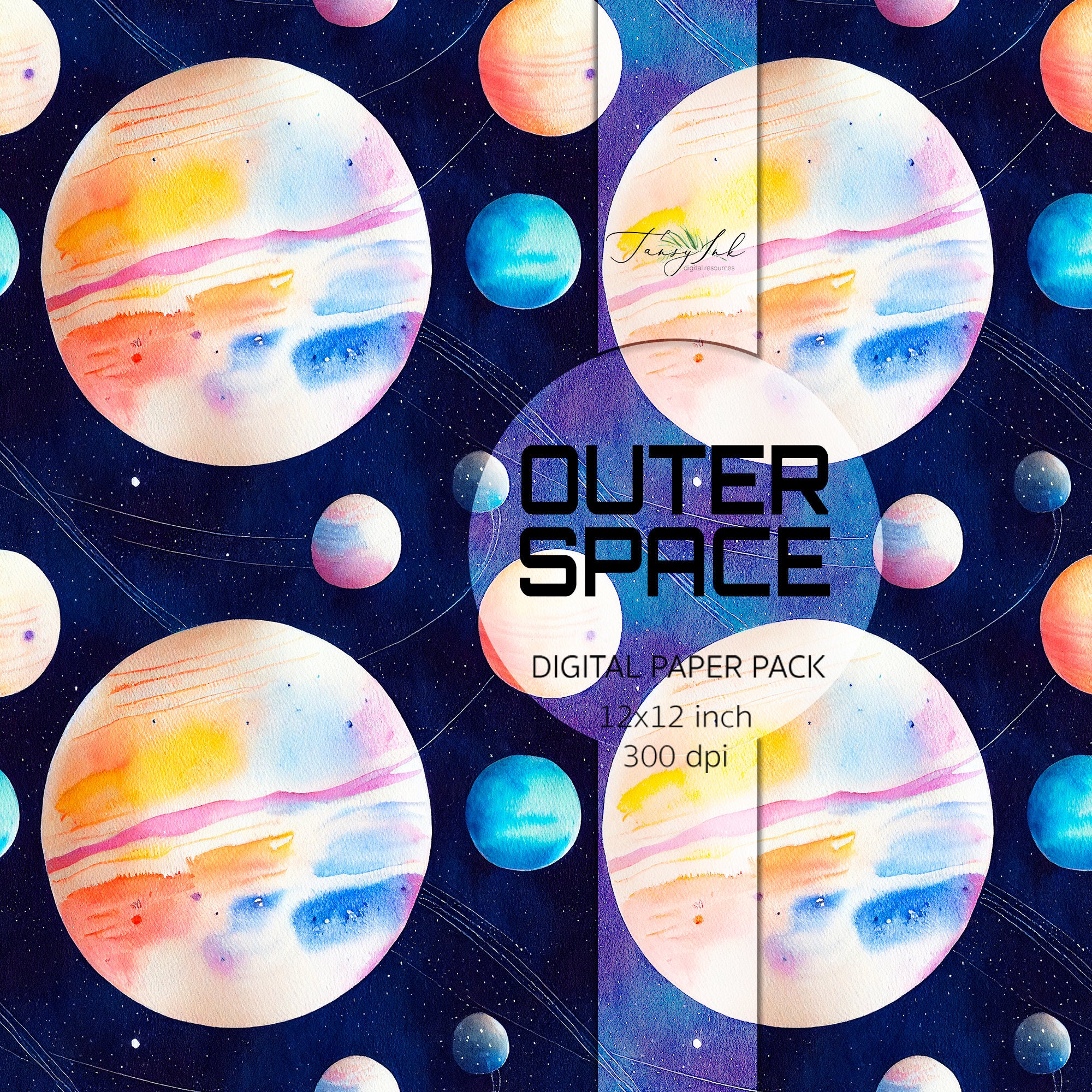 Outer Space Digital Paper Seamless Pattern Planets Pattern - Etsy