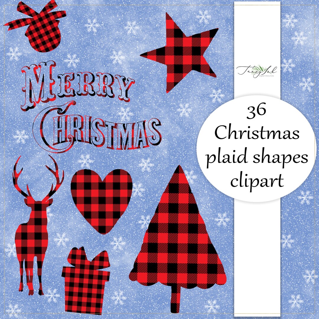 36 Christmas Plaid Clipart, Christmas Shapes Clip Art, Plaid Shapes ...