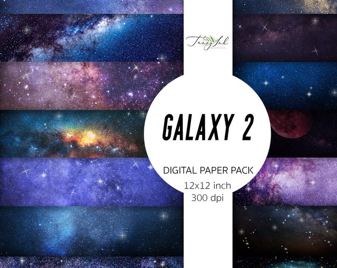 Galaxy Digital Paper Night Sky Background Outer Space Stars - Etsy