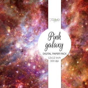 Pink Galaxy Digital Paper, Sky Background, Cosmic Galaxy Planner ...