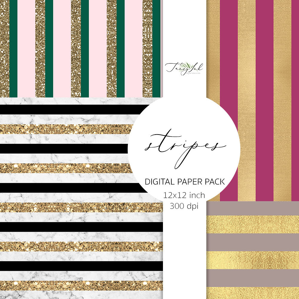 Rayas papel digital papel rayado papel de rayas de oro - Etsy México
