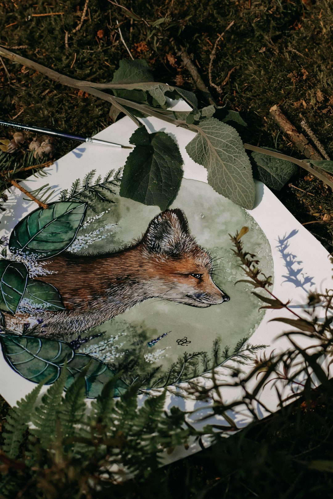 Renard Petit Renard Estampe Art Forêt Nature Aquarelle Renard Art ...