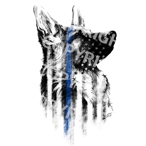 Police K9 Art Thin Blue Line Art German Shepherd K9 Police - Etsy