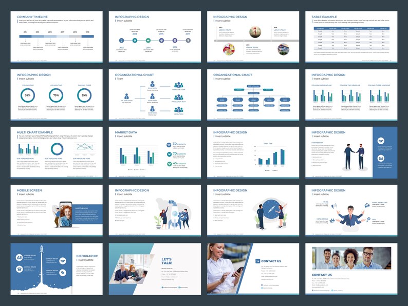 Powerpoint Template for Business Blue Powerpoint - Etsy