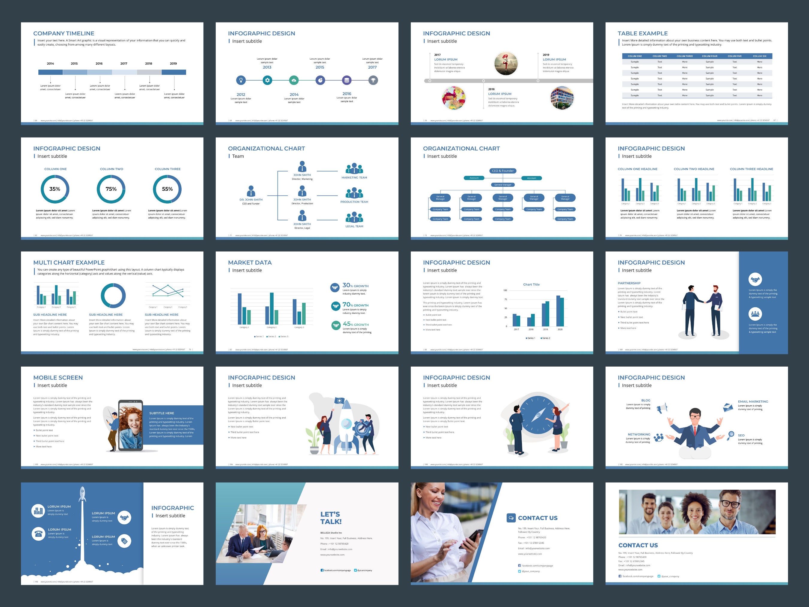 Powerpoint Template for Business Blue Powerpoint - Etsy
