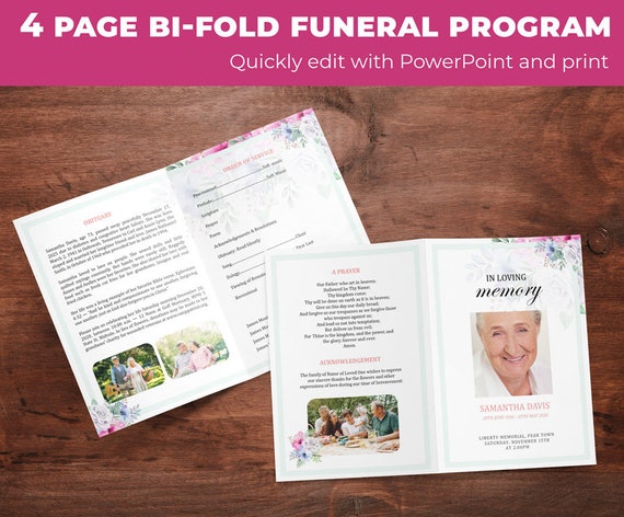 Funeral Program Template For Women Celebration of Life | Etsy