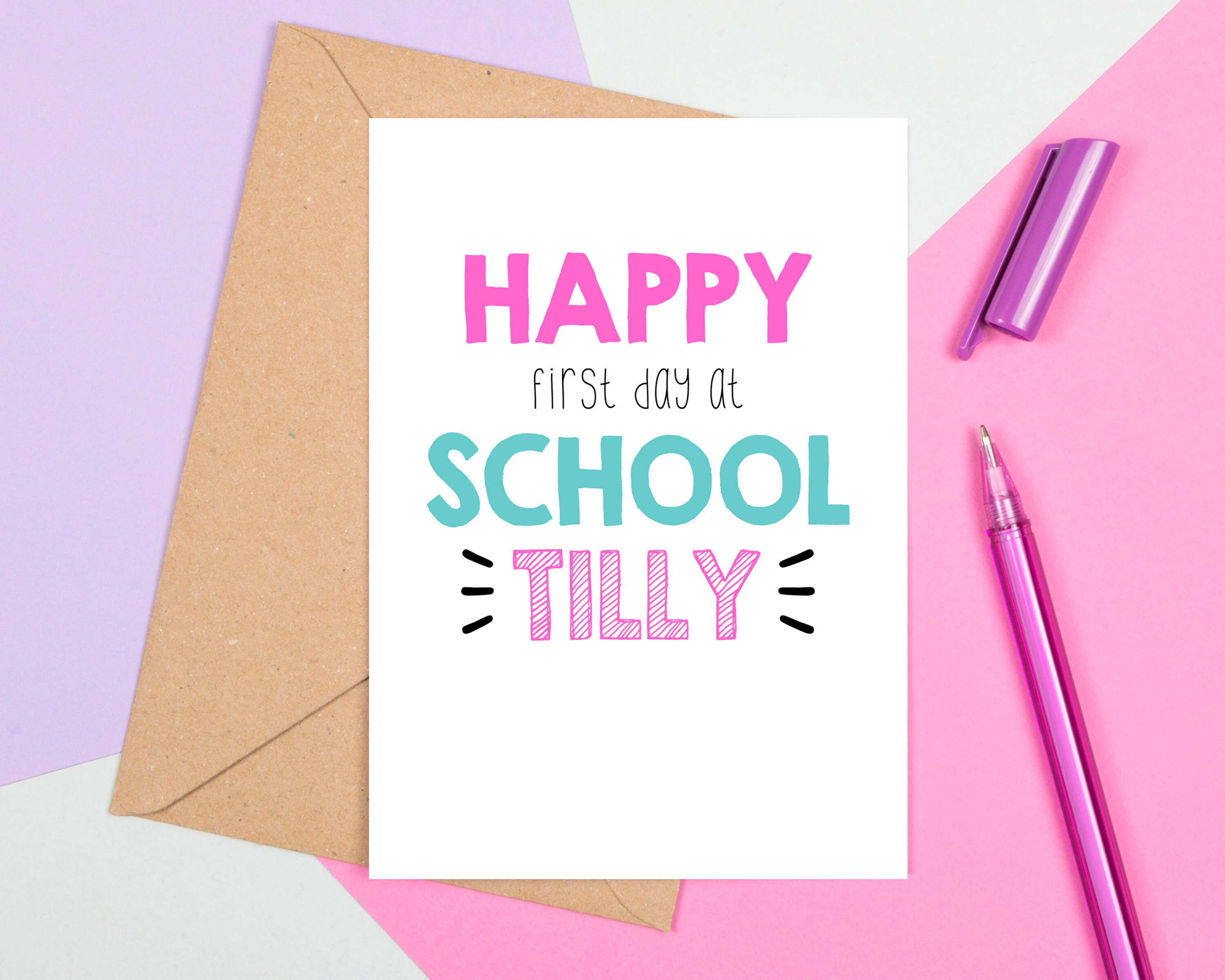 Feliz primer día en la escuela tarjeta personalizada Nueva | Etsy
