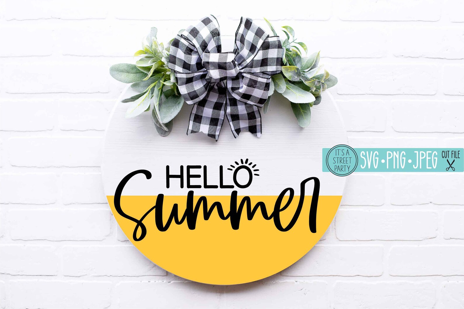 Hello Summer Round Sign Svg Round Sign For Door Download Etsy