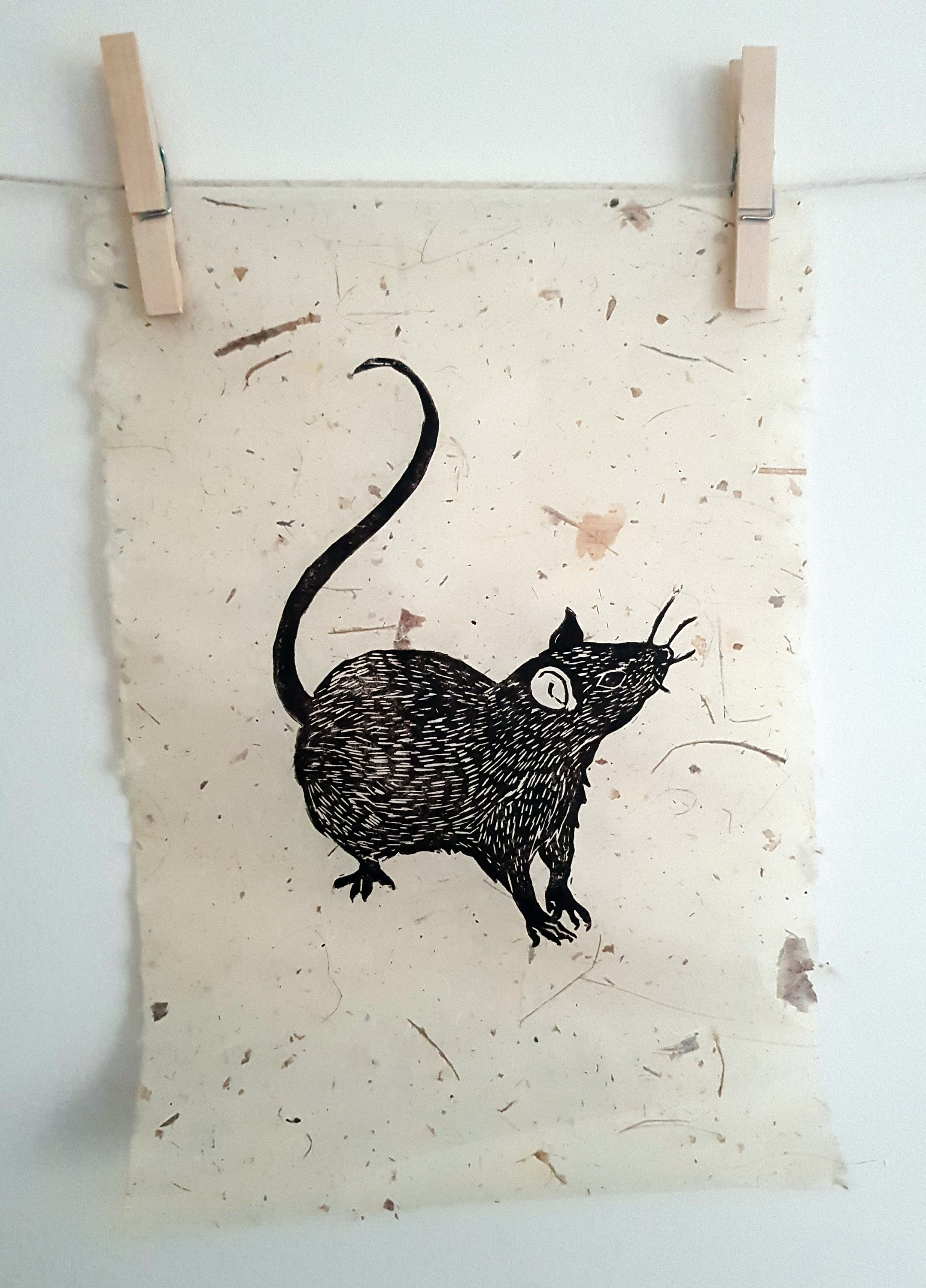 Rat Lino Print, Block Print, Handprinted Art, Relief Print, Rat Print ...