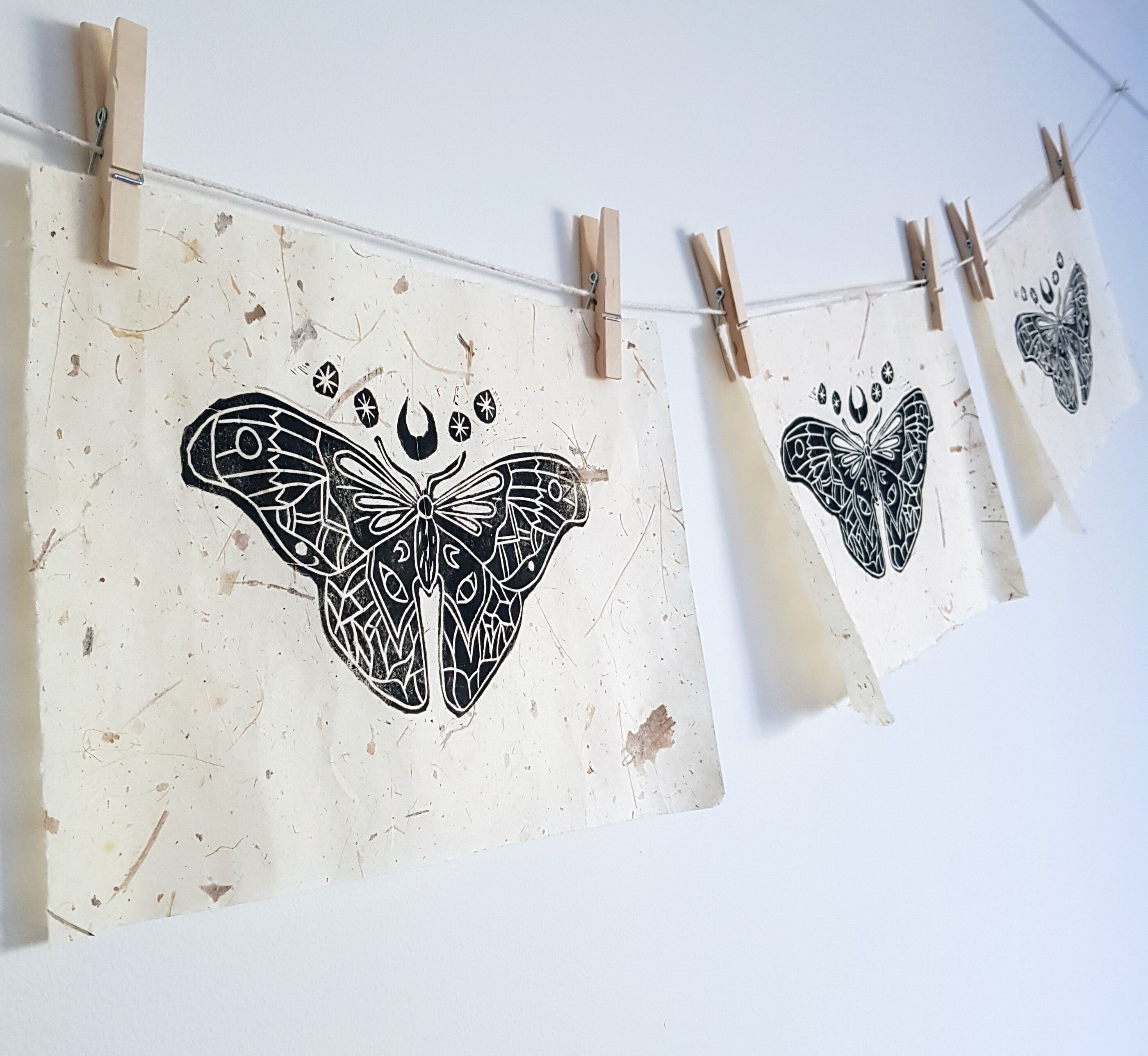 Goth Moth Lino Print, Block Print, Handprinted Art, Relief Print ...