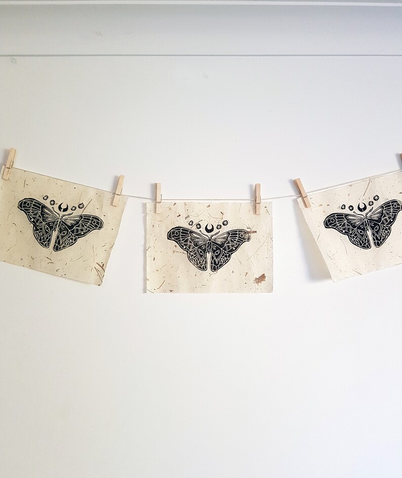 Goth Moth Lino Print, Block Print, Handprinted Art, Relief Print ...