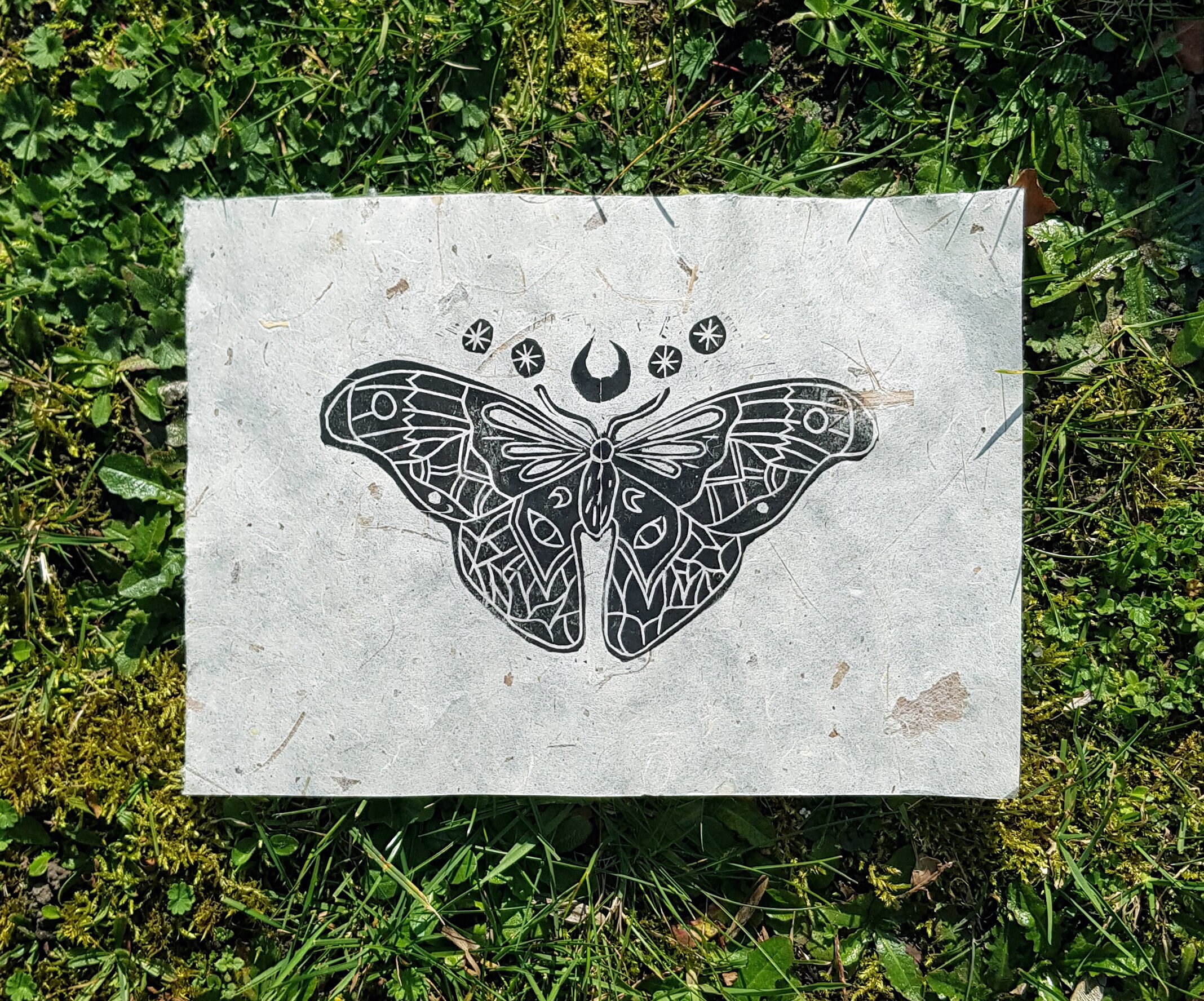 Goth Moth Lino Print, Block Print, Handprinted Art, Relief Print ...