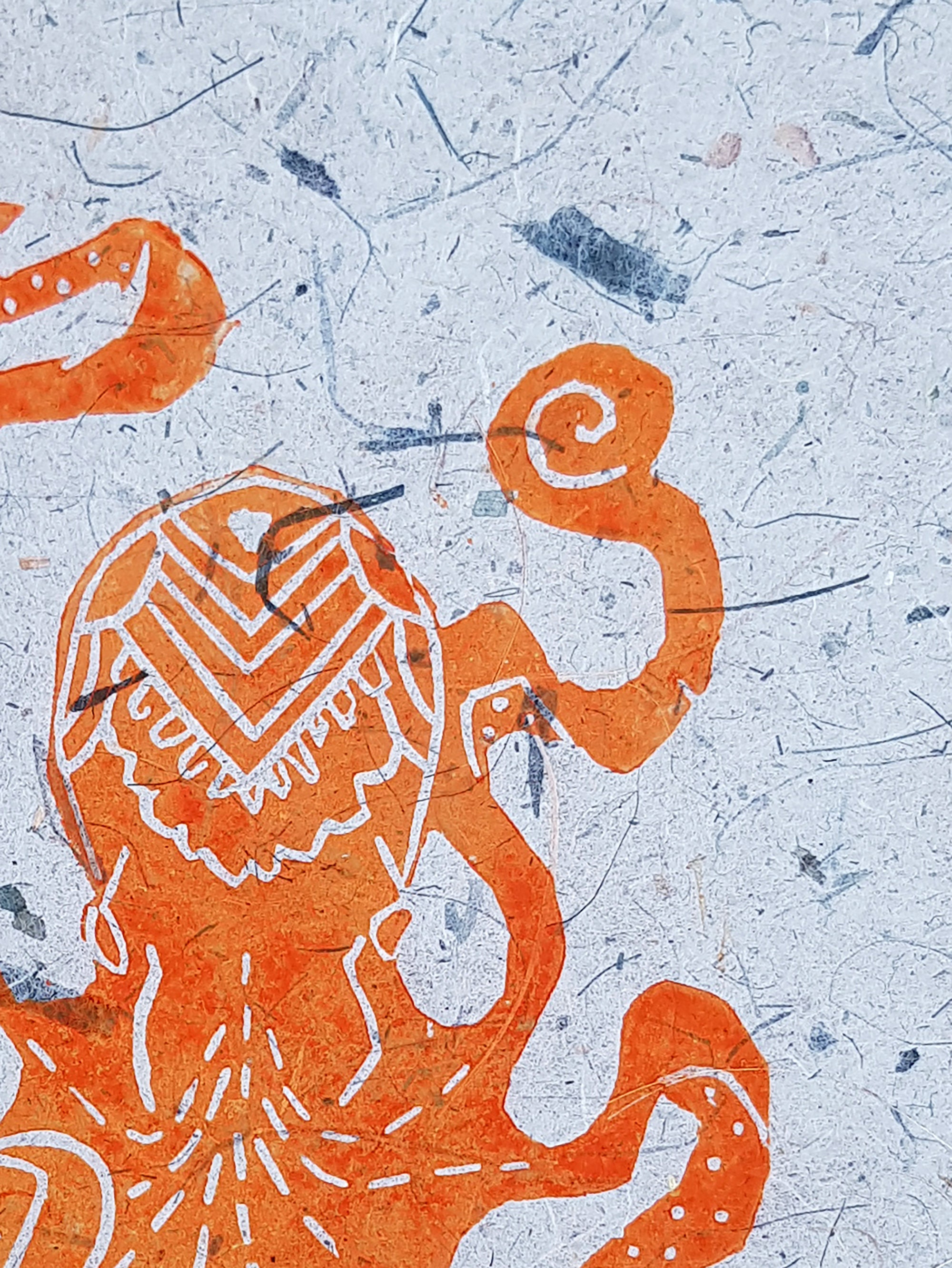 Octopus Lino Print, Block Print, Handprinted Art, Relief Print, Marine ...