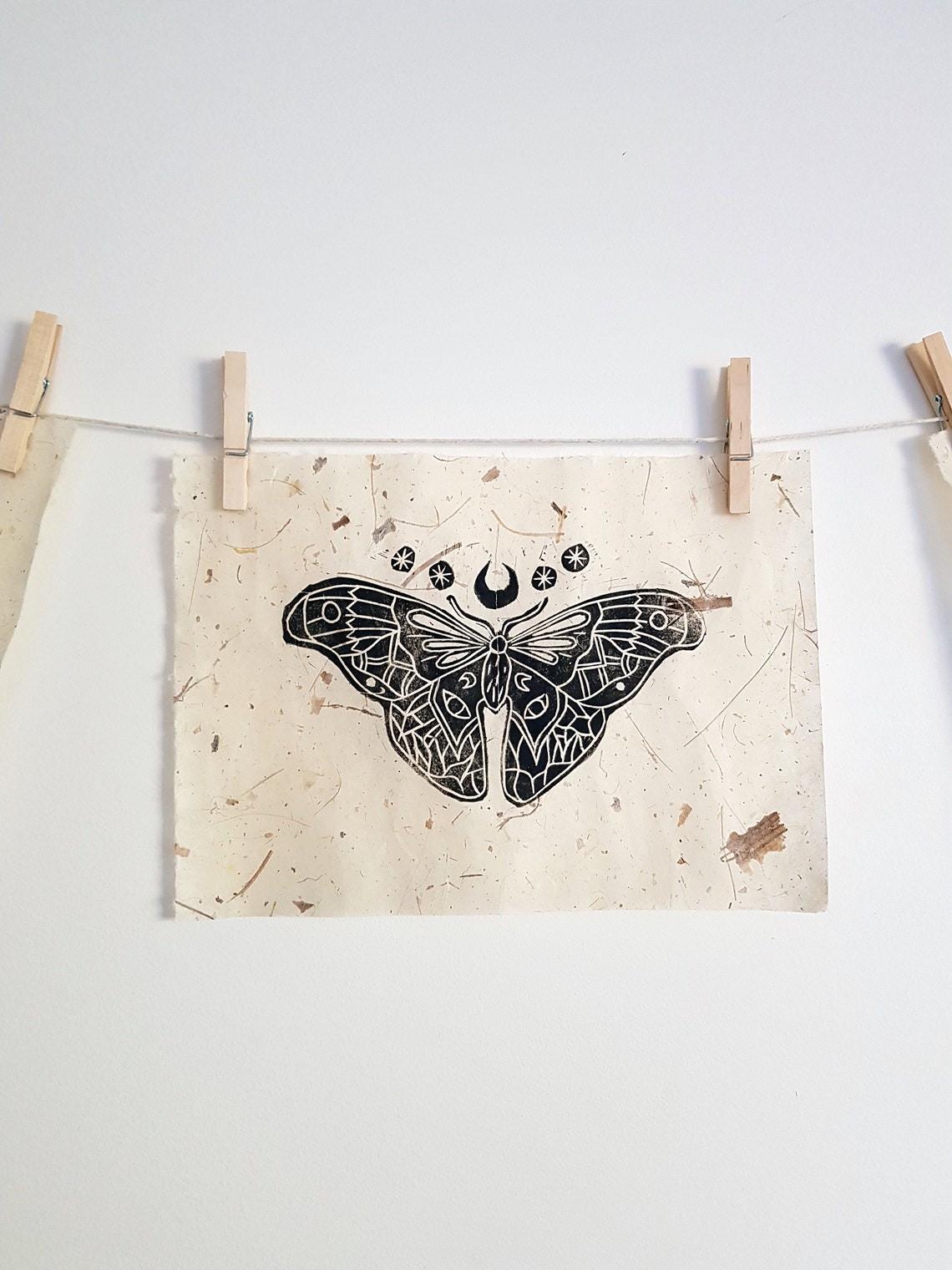 Goth Moth Lino Print, Block Print, Handprinted Art, Relief Print ...