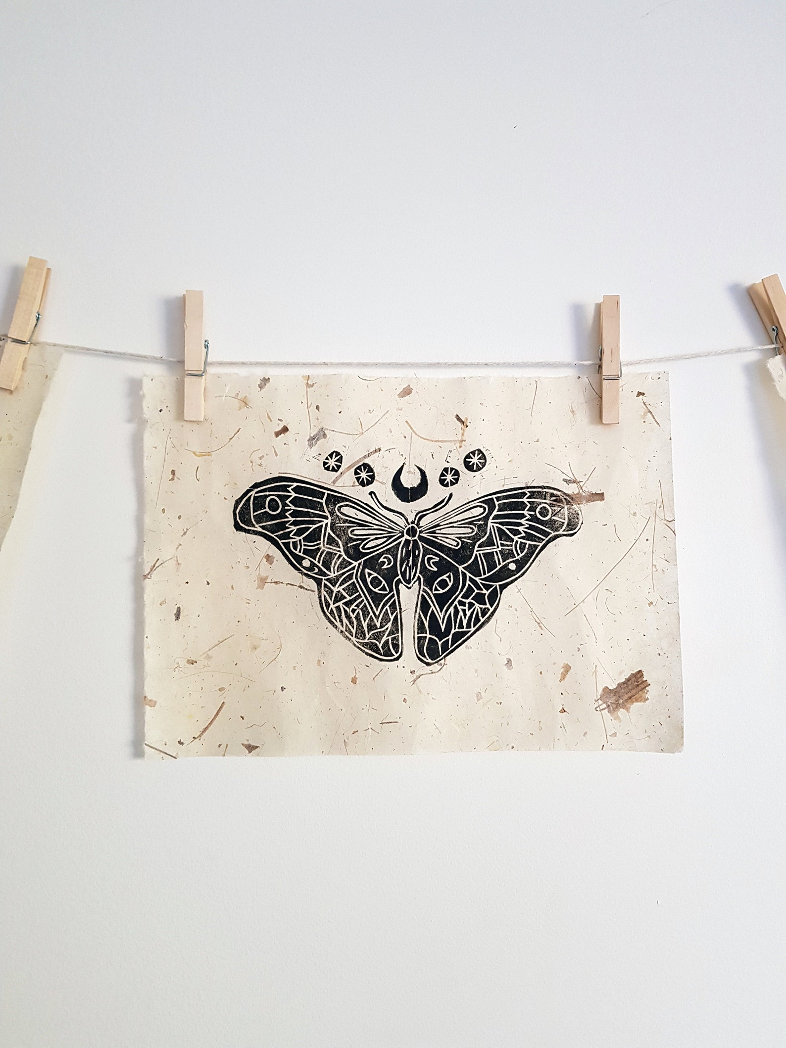 Goth Moth Lino Print, Block Print, Handprinted Art, Relief Print ...