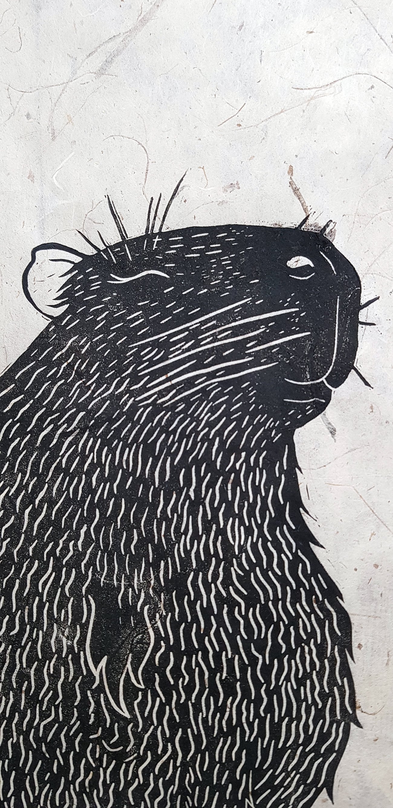 Capybara Lino Print, Wildlife Prints, Block Print, Handprinted Art ...