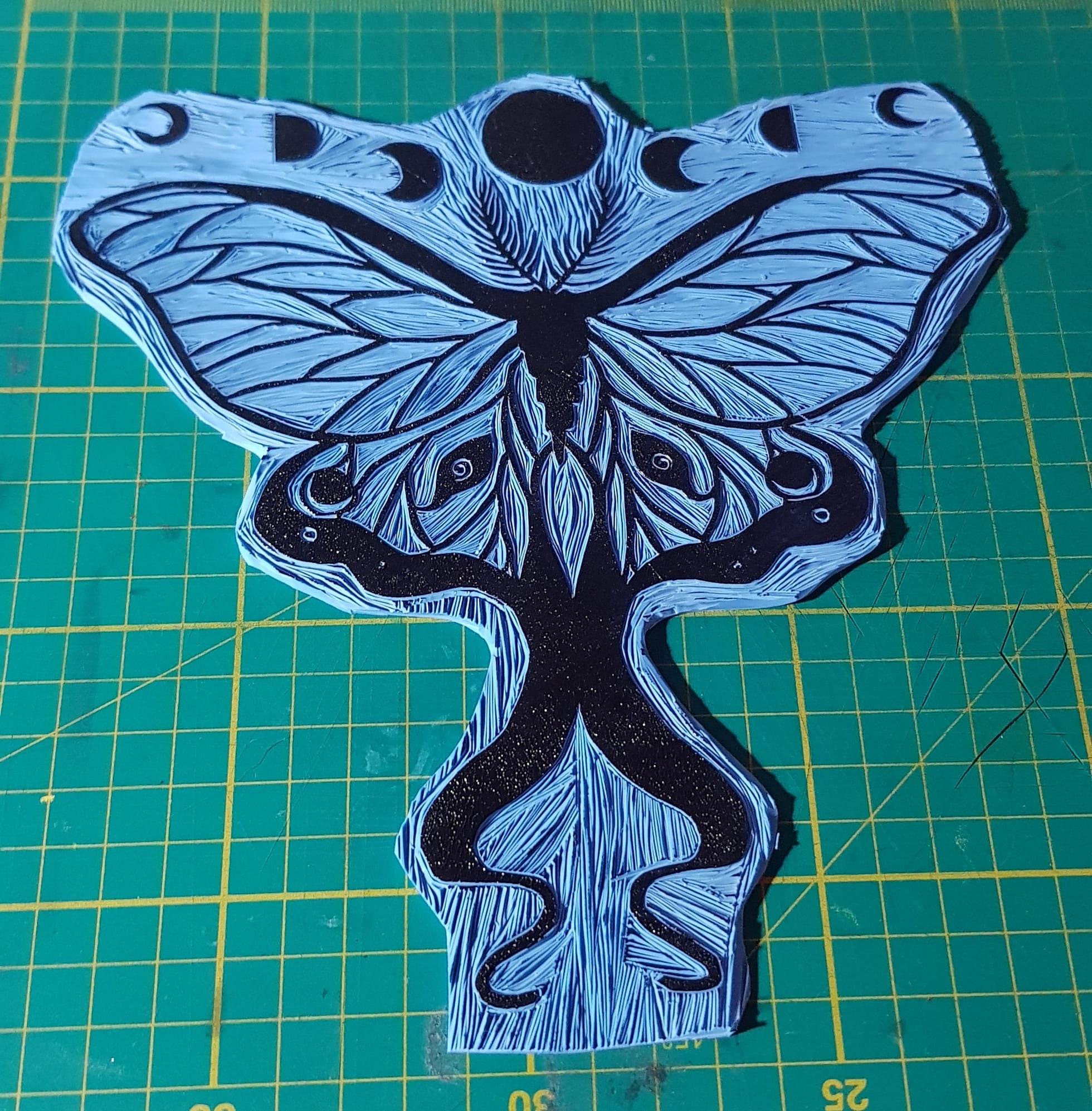 Luna Moth Lino Print, Block Print, Handprinted Art, Relief Print ...