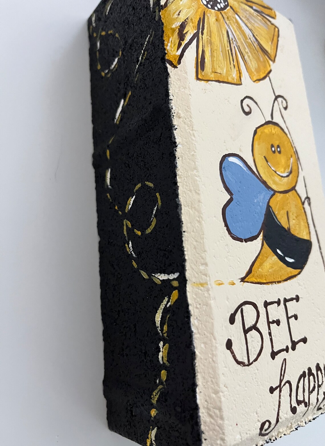 Happy Bumble Bee Garden Brick / Hand Painted Garden Decor / - Etsy