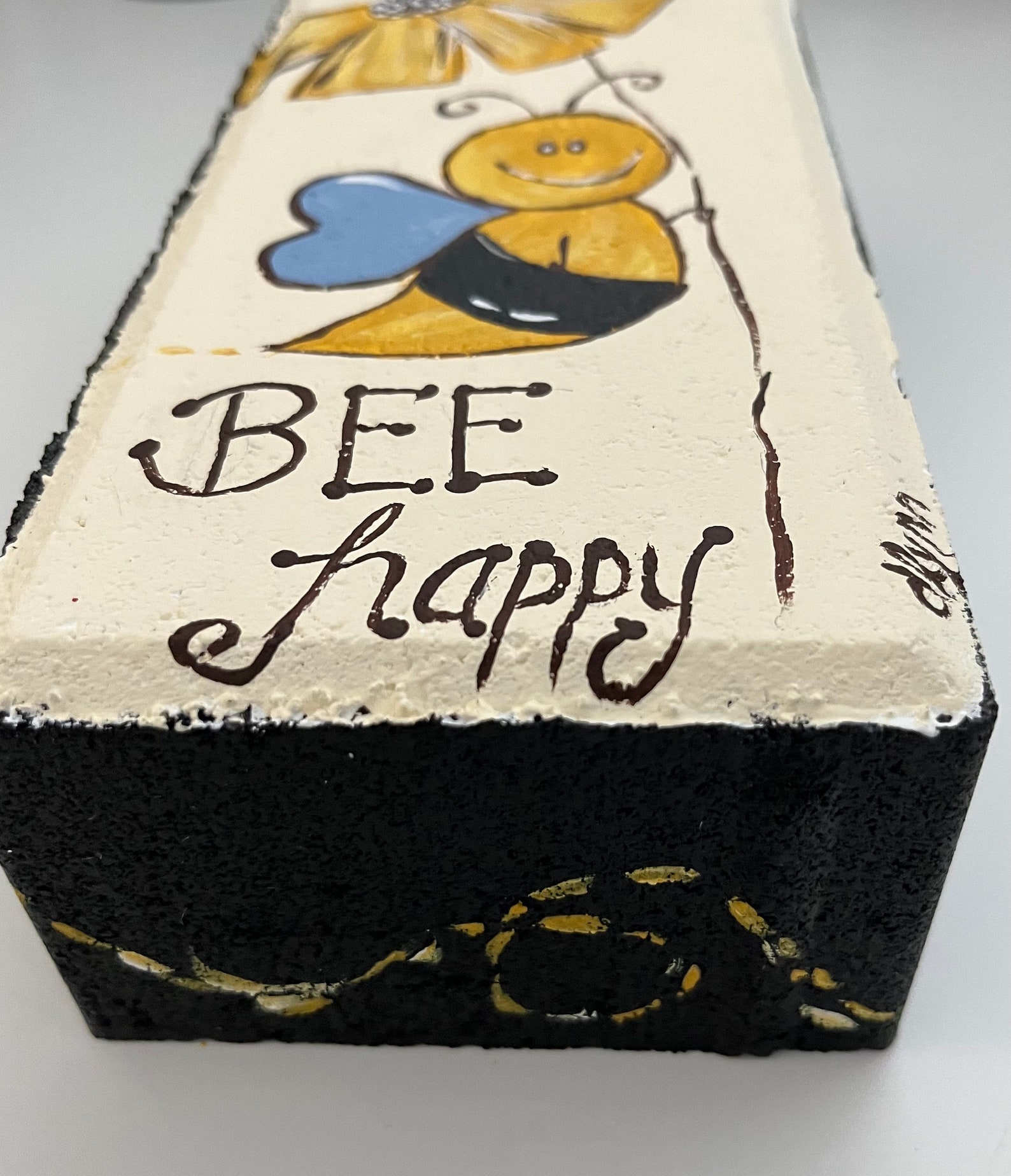 Happy Bumble Bee Garden Brick / Hand Painted Garden Decor / - Etsy