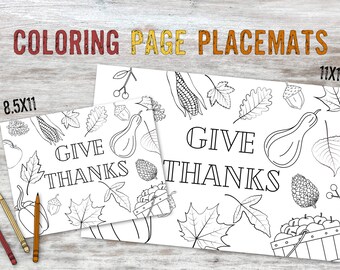 Thanksgiving Printable Placemat/ Coloring Page Placemat/ | Etsy