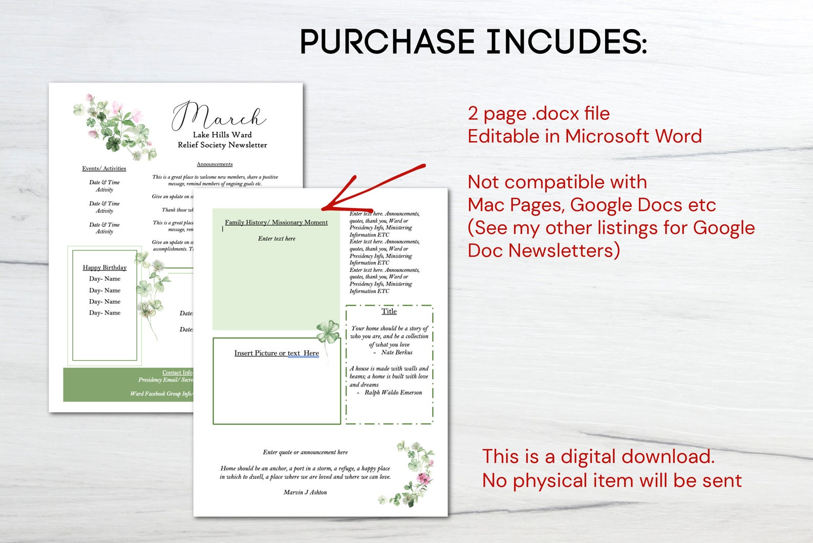 Editable March Newsletter Template/ MS Word Newsletter Template ...