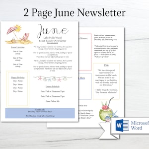 Editable June Newsletter Template/ MS Word Newsletter Template ...