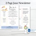 Editable June Newsletter Template/ MS Word Newsletter Template ...