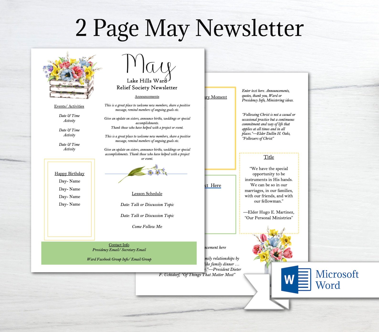 Editable May Newsletter Template/ MS Word Newsletter Template/ Business ...