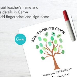 Teacher Fingerprint Gift From Class | Thumbprint Teacher Gift | End of ...