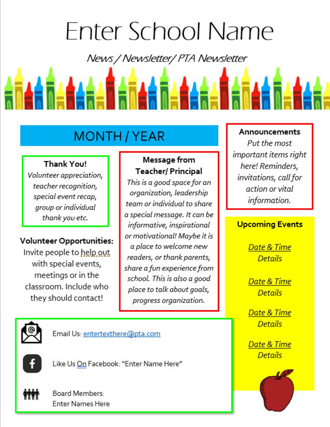 Editable School Newsletter Templates