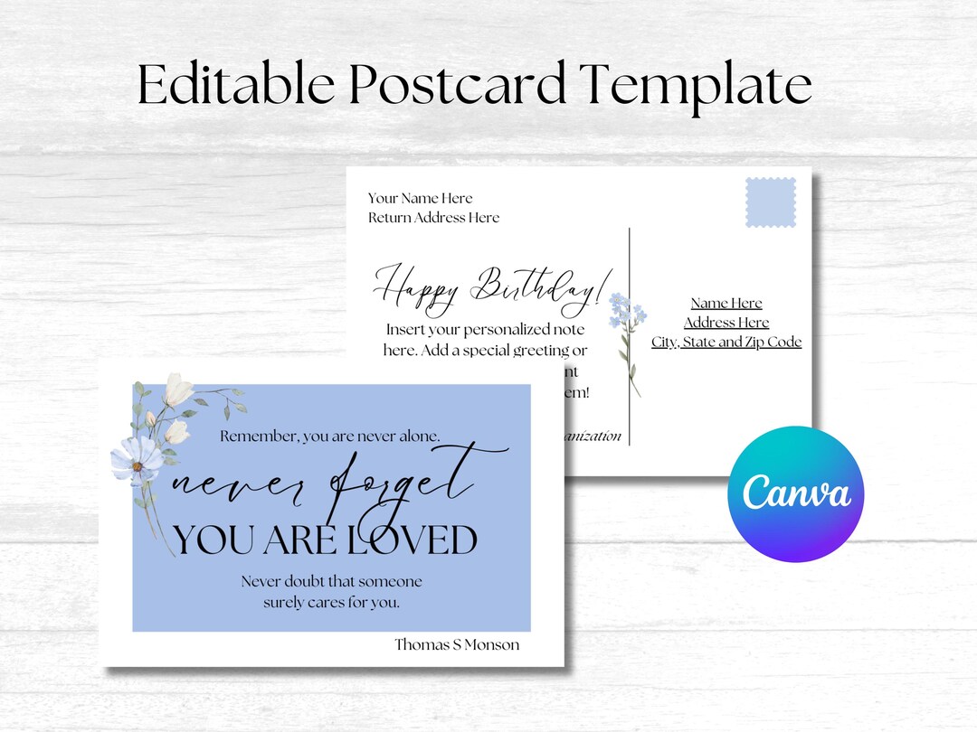 Editable Postcard Template for Relief Society | Ministering Cards and ...