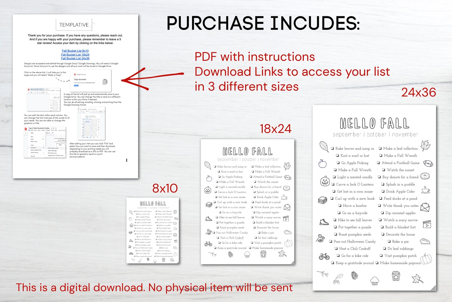 Editable Fall Bucket List / Printable Bucket List/ Autumn Printable ...