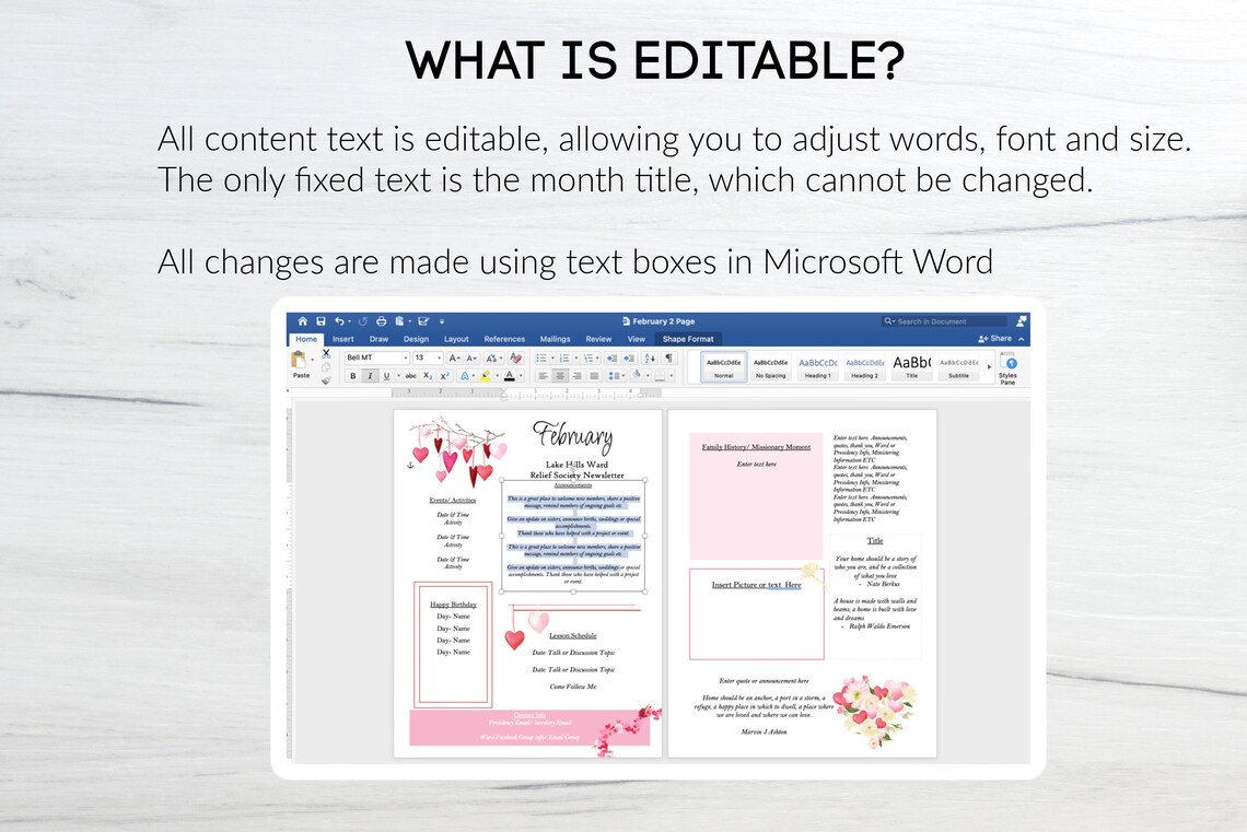 Editable February Newsletter Template/ MS Word Newsletter - Etsy