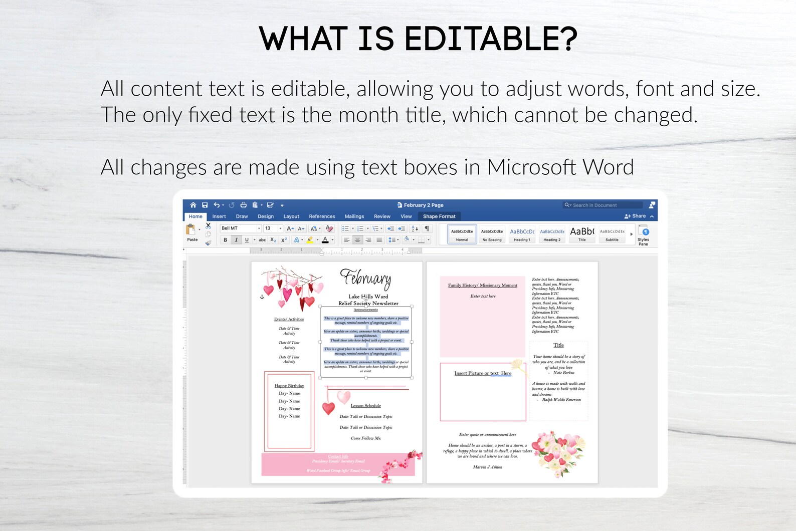 Editable February Newsletter Template/ MS Word Newsletter Template ...