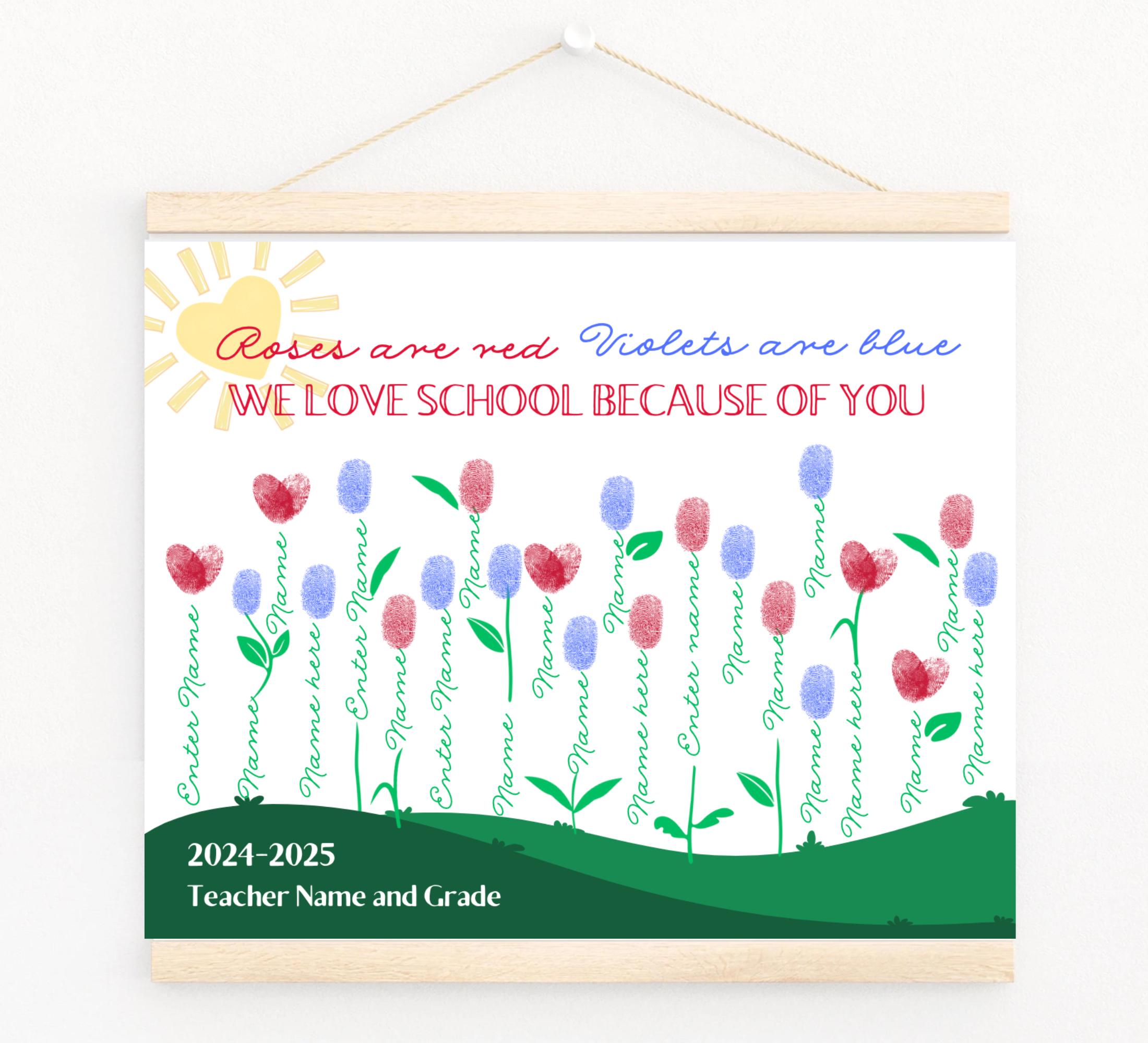 Teacher Appreciation Valentine From Class | Fingerprint Teacher Gift ...