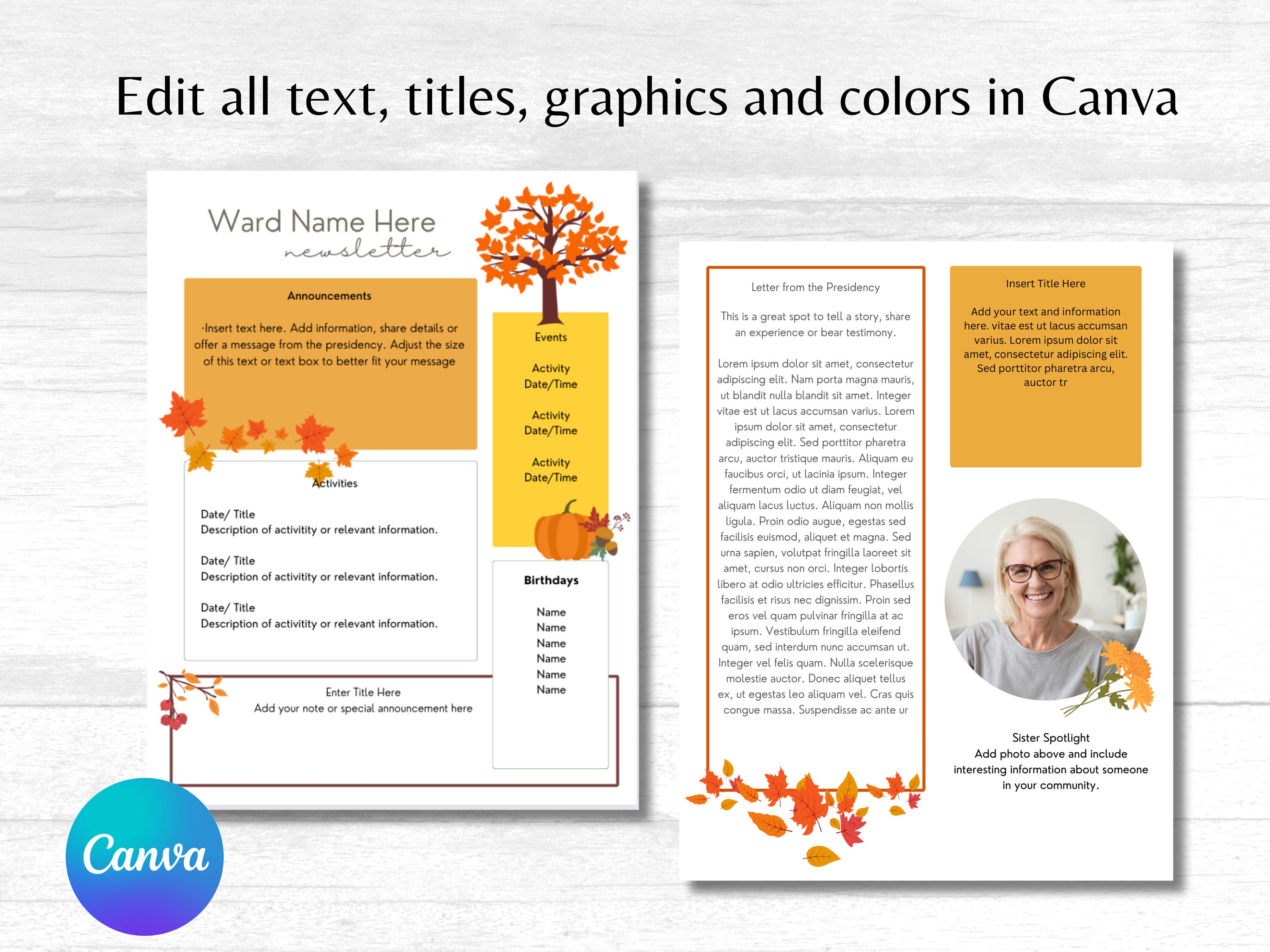 Relief Society Newsletter Bundle/ Ward Newsletter/ Editable Newsletter ...