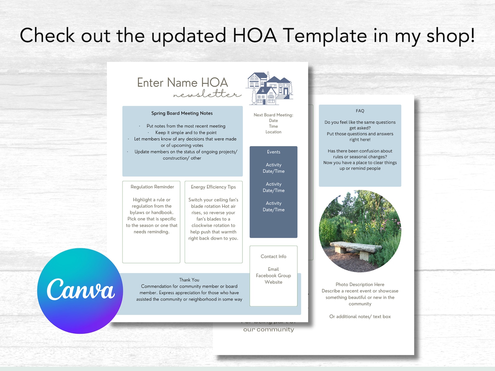 HOA Newsletter/ Neighborhood Newsletter/ Editable Newsletter Template ...