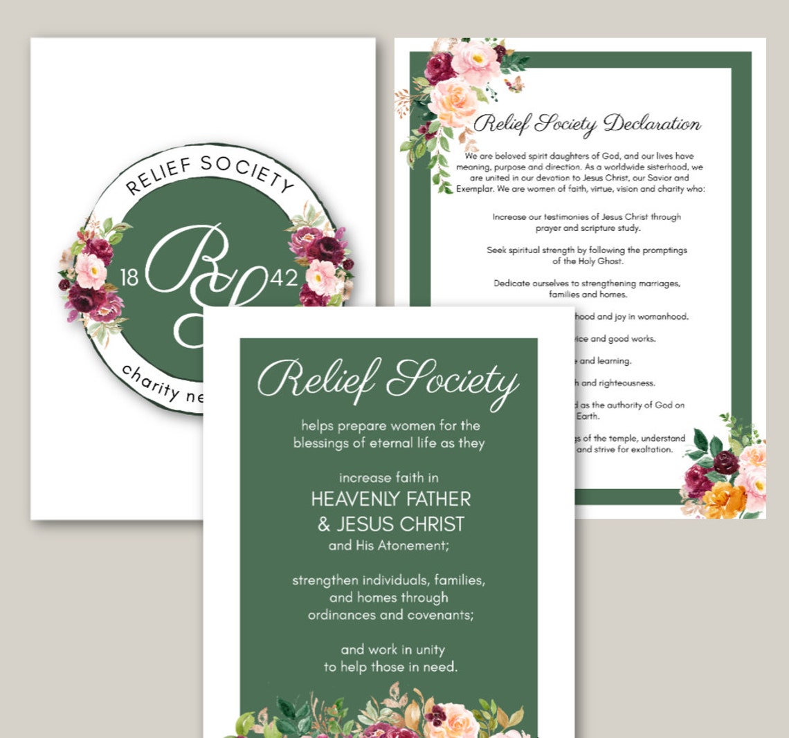 Relief Society Purpose Motto Declaration/ Relief Society | Etsy