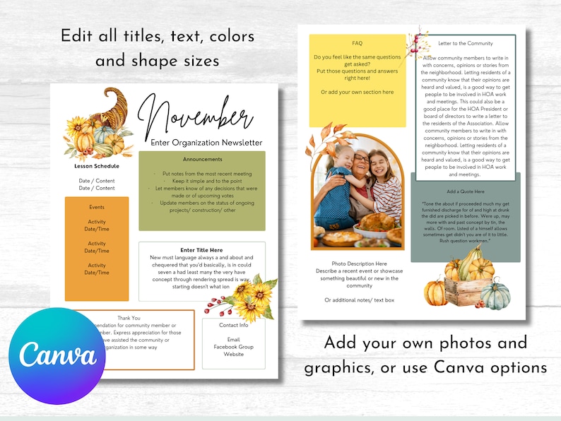 Canva November Newsletter Template/ Editable Newsletter Template ...