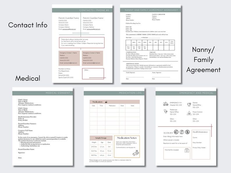 Editable Nanny Binder/ Nanny Notes/ Nanny Contract/ Nanny Agreement ...