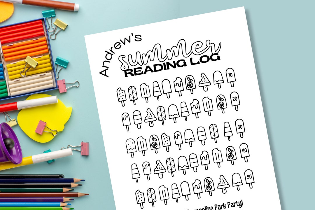 Personalized Summer Reading Log | Summer Reading Chart for Kids ...