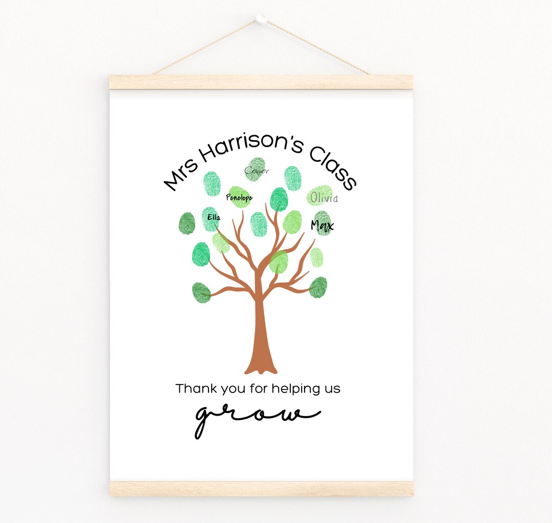 Teacher Fingerprint Gift From Class | Thumbprint Teacher Gift | End of ...