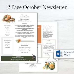 Editable October Newsletter Template/ MS Word Newsletter Template ...